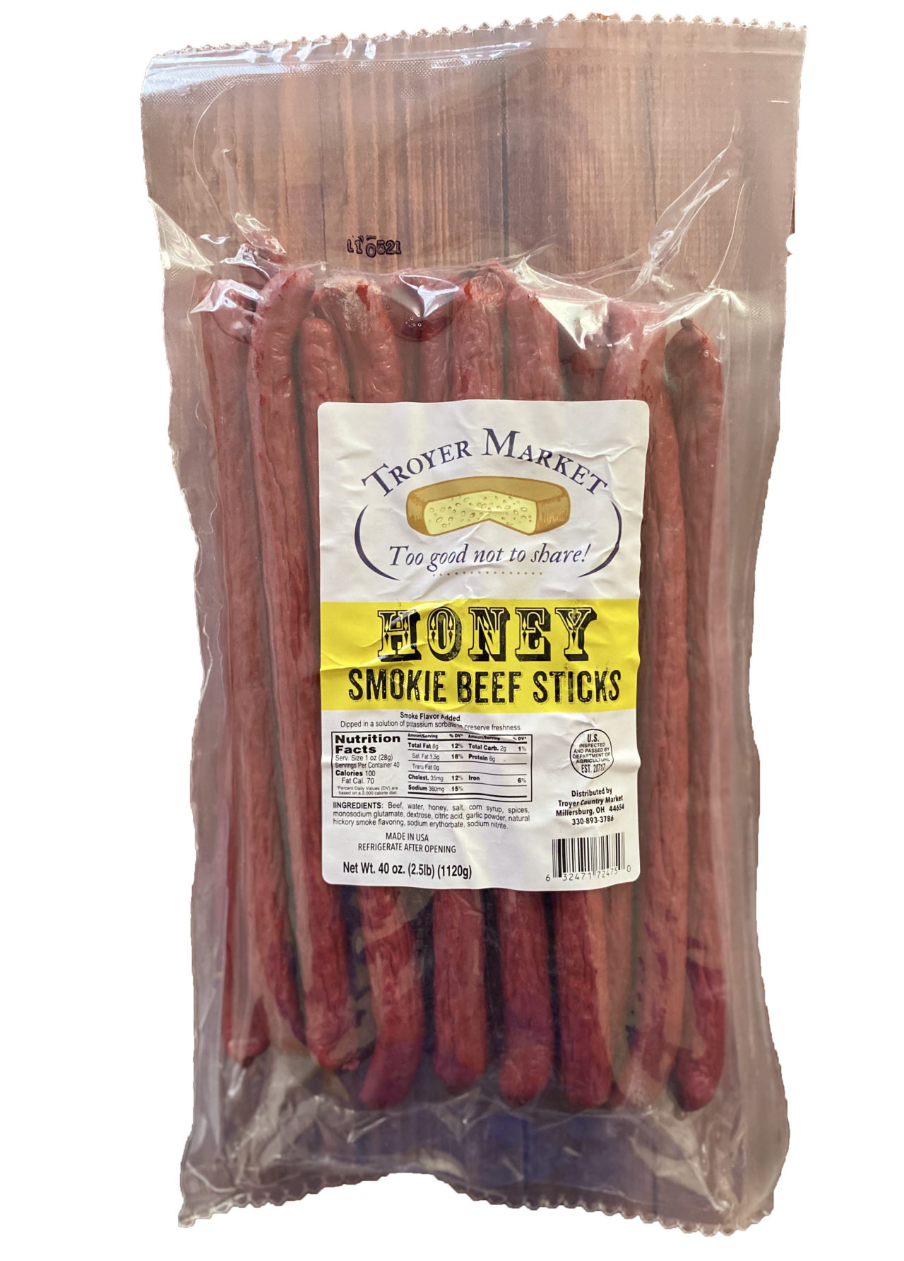 Honey Smokie Beef Sticks (2.5lb) - Troyer Market
